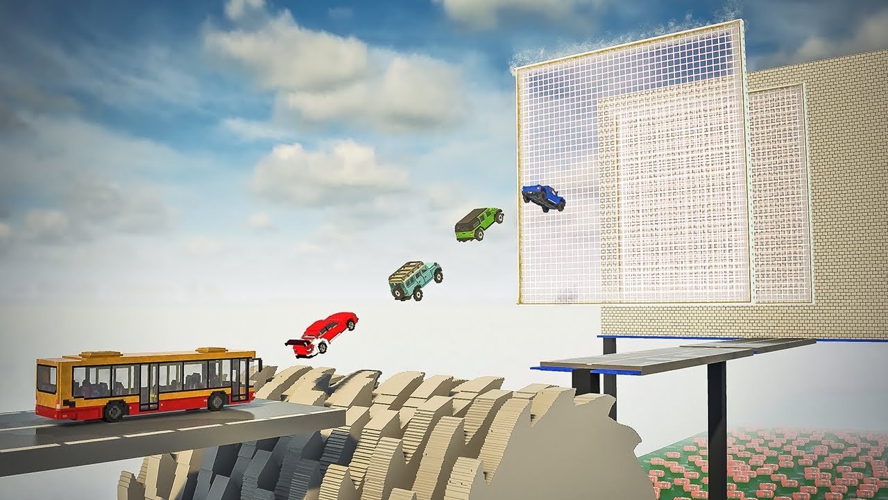Cars Jump into 2 Laser Grid Walls | Teardown - YouTube