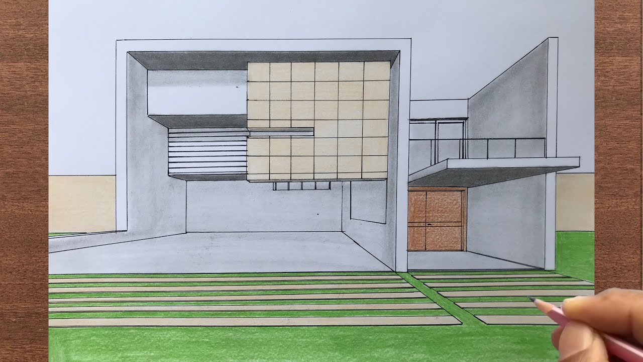 How to Draw a House in 1-Point Perspective - YouTube