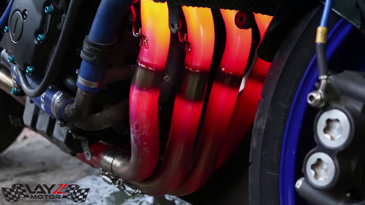 KNALPOT Titanium Header Yamaha R6 Titanium Burning - YouTube