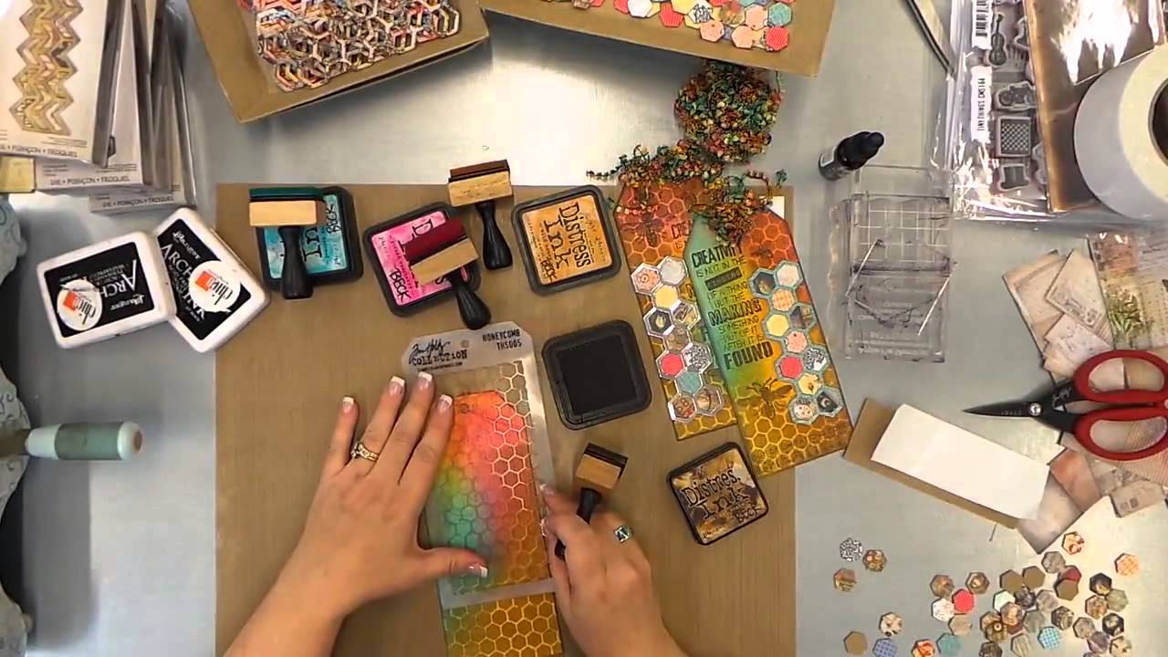 Tim Holtz Alterations Frameworks Honeycomb Die - Make n Take Tag 2.26. ...