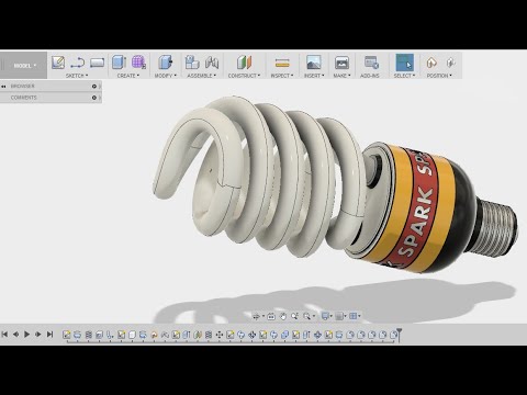 Compact Fluorescent Lamp in fusion 360 - fusion 360 tutorial - YouTube