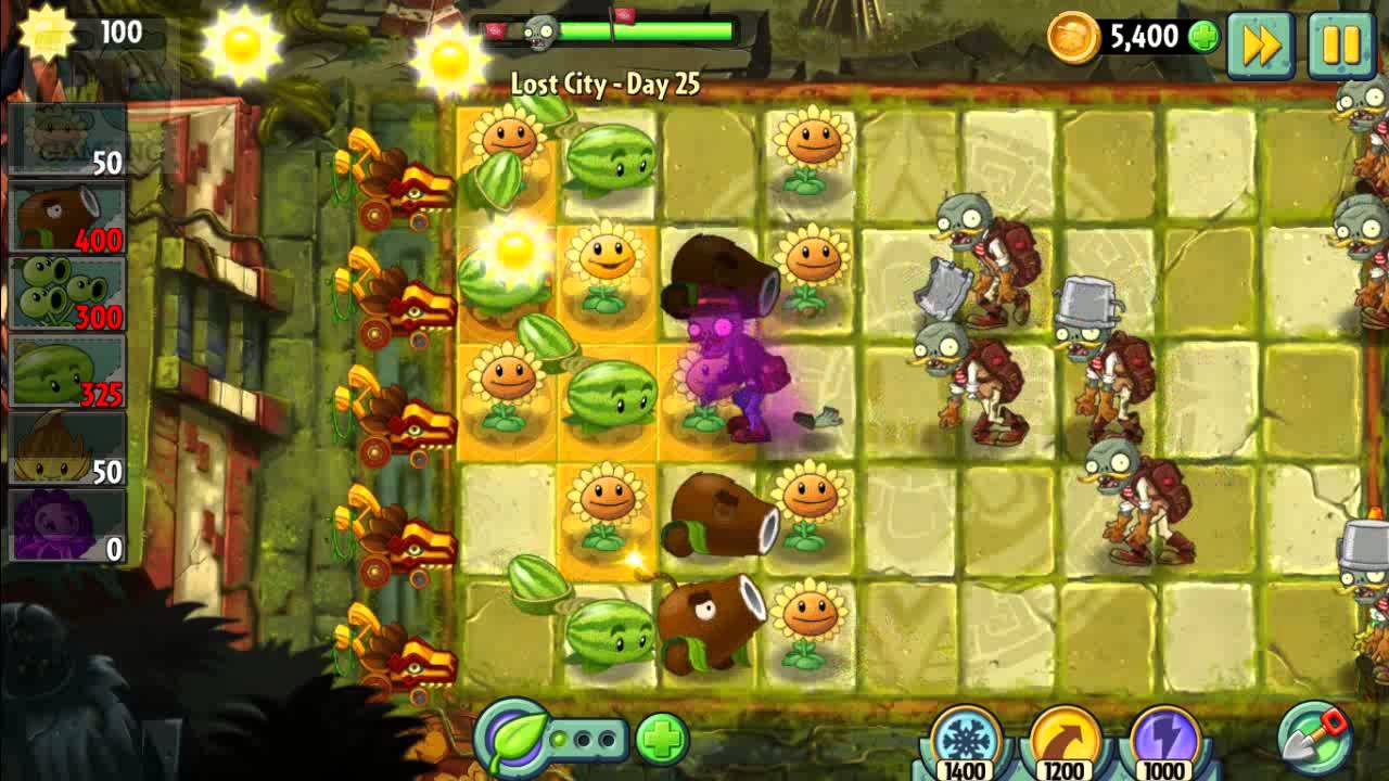 Plants vs Zombies 2 - World Key to the Boss: Lost City Day 25 - YouTube