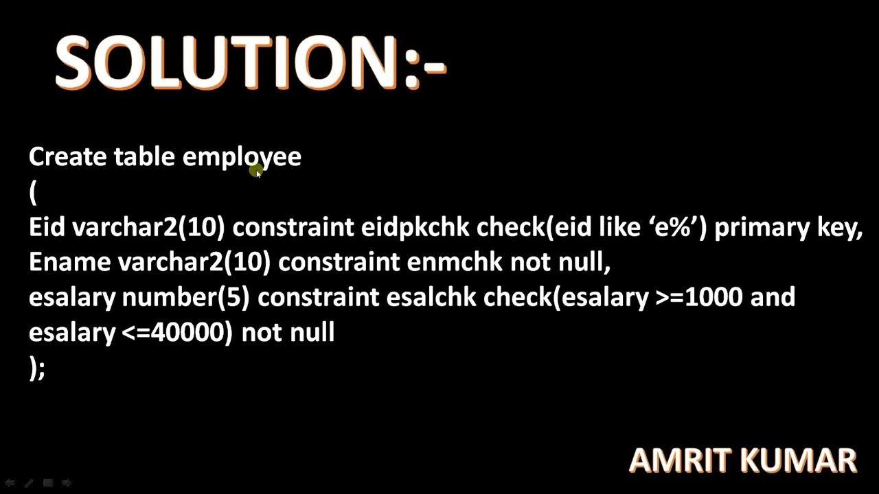 #14 CONSTRAINT IN ORACLE BY MR. AMRIT KUMAR - YouTube