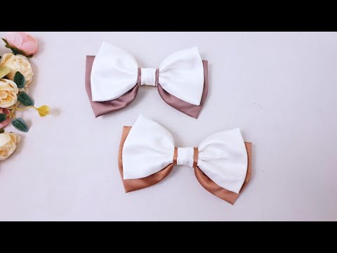 Create a STUNNING Double Bow with TWO Colours! How to Make Classic ...