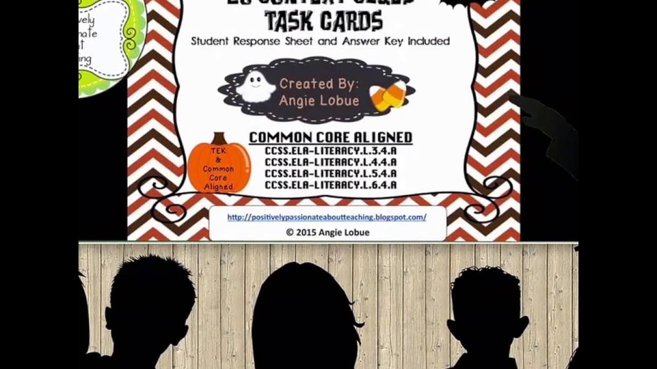 Halloween Themed Context Clues Task Cards Task Cards - YouTube