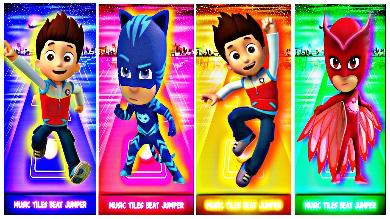 Wow challenge Ryder and PJ Masks Vs chase Vs masks Tiles Hop EDM RUSH ...