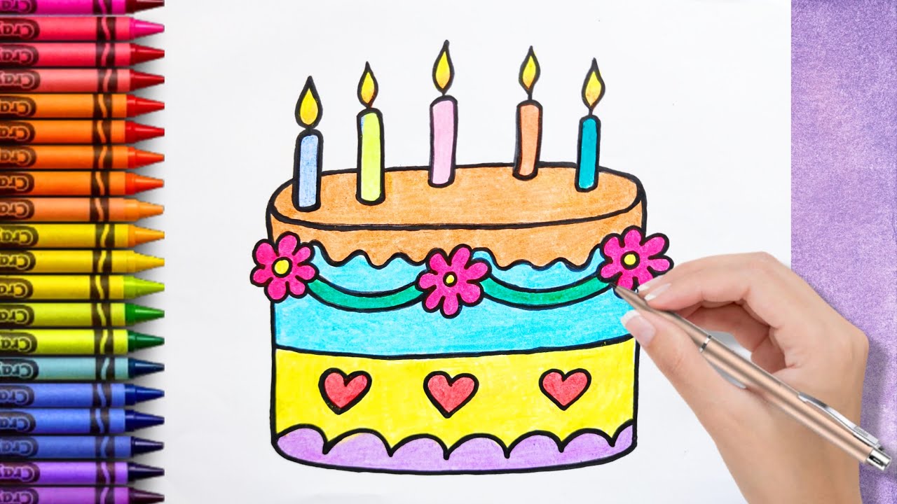How to draw a Birthday Cake Step by Step | Cake Drawing | How to Draw a ...