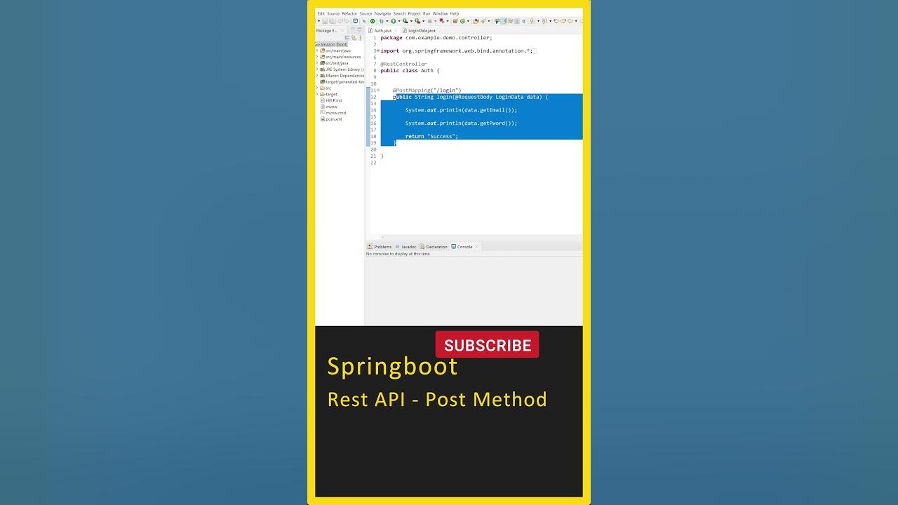 Java Spring Boot Rest Api Post Method Spring Boot Tutorial Lombok Rest Api Spring Boot