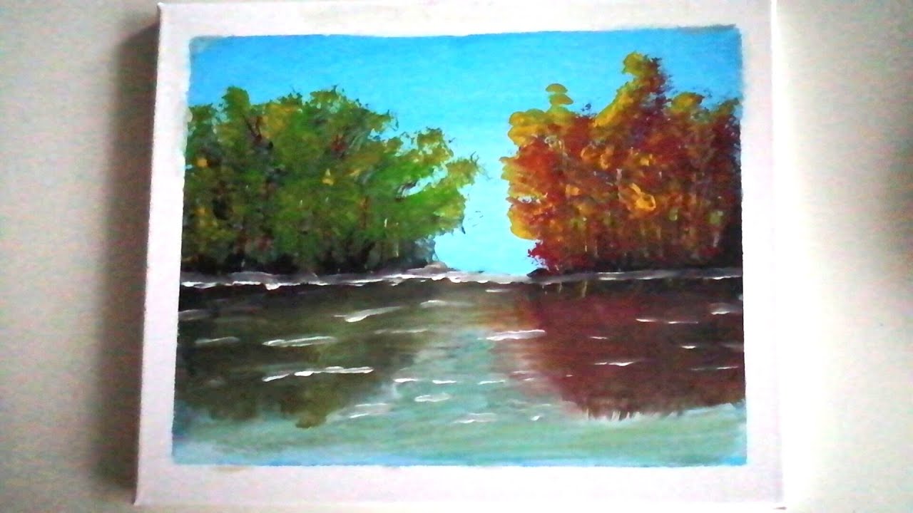 How To Paint Tree Reflections on Water | Acrylic painting tutorial ...