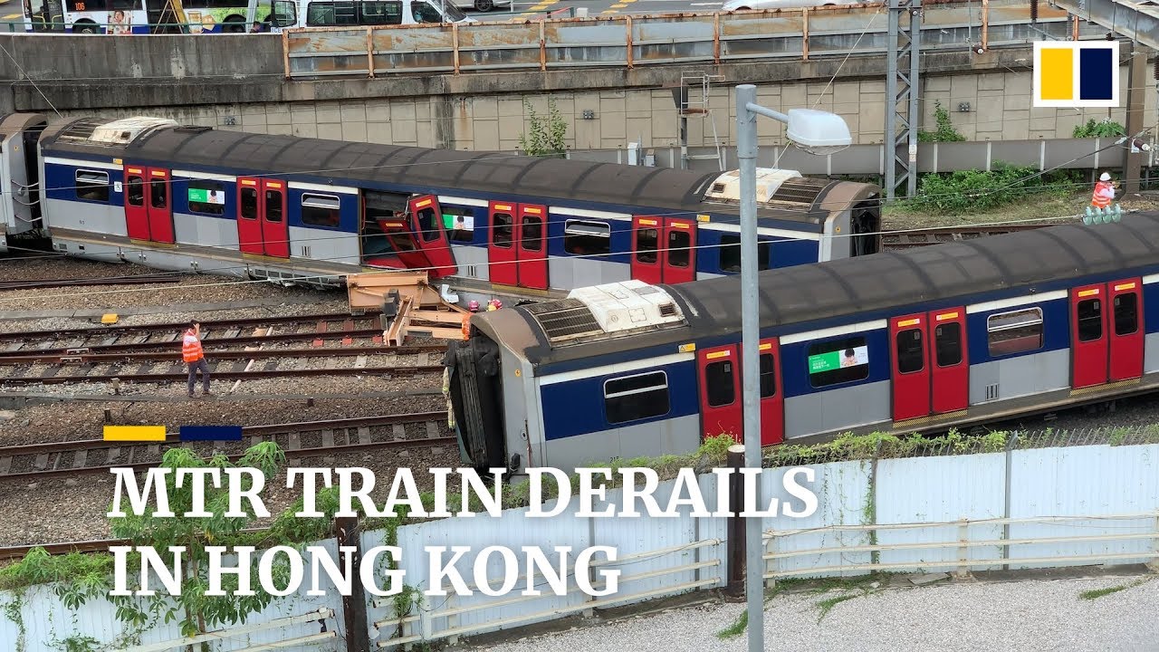 MTR train carrying passengers derails in Hong Kong - YouTube