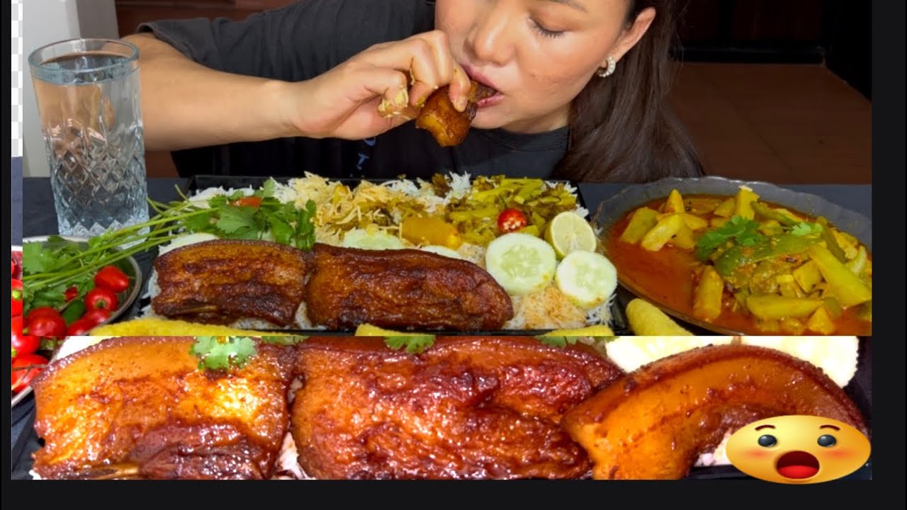 Vegetables mix tarkari ko jhol,spicy pork fry alu nimki Rice ...