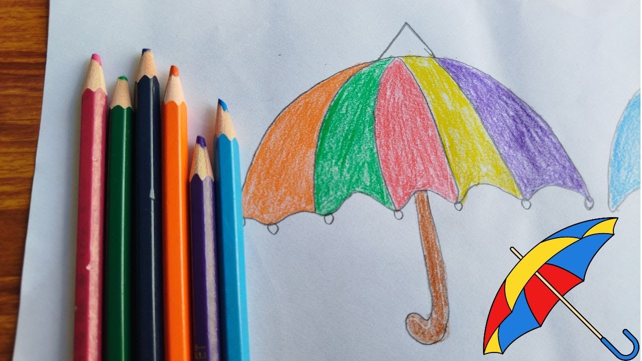 How to draw an umbrella easy, drawing, how to draw, SIMPLE DRAWING ...