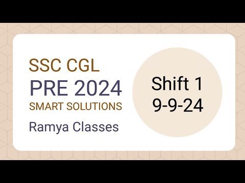 SSC CGL 2024 PRE SOLUTION, September, Geometry ,Ramya Classes - YouTube