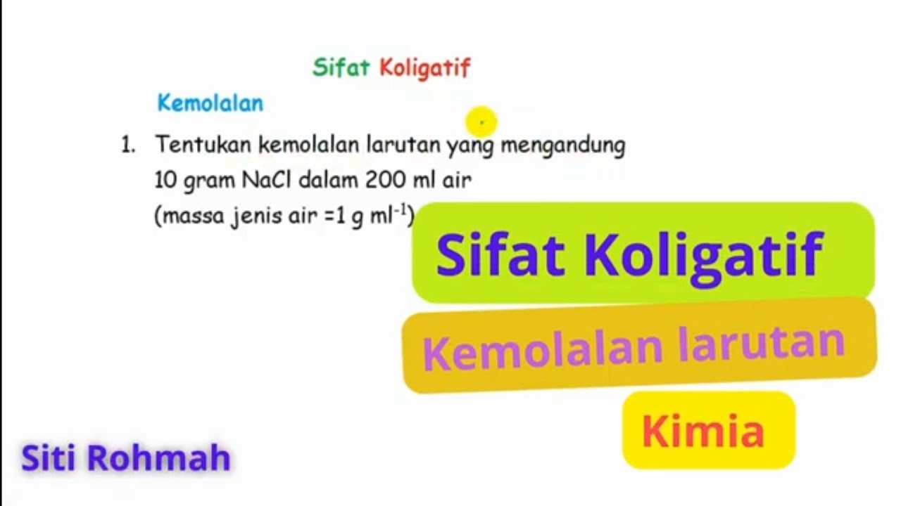 Sifat Koligatif Kimia (Latihan Kemolalan ) - YouTube