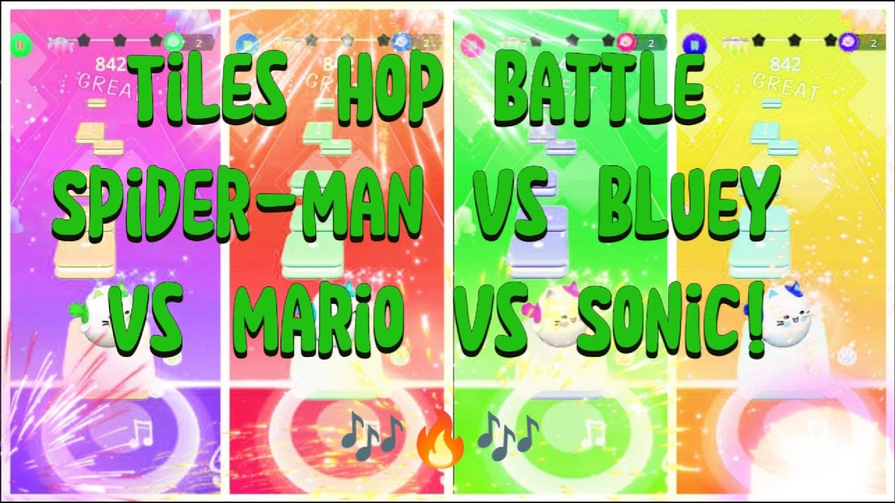 Tiles Hop Battle - Spider Man vs Bluey vs Mario vs Sonic! 🔥🎶 #2 - YouTube