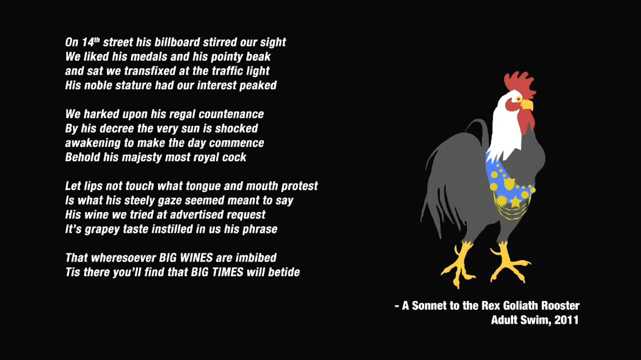 [adult swim] Sonnet to Rex Goliath Rooster - YouTube