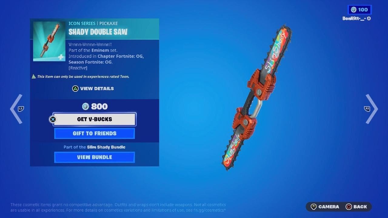 SHADY DOUBLE SAW Pickaxe Gameplay In Fortnite - YouTube