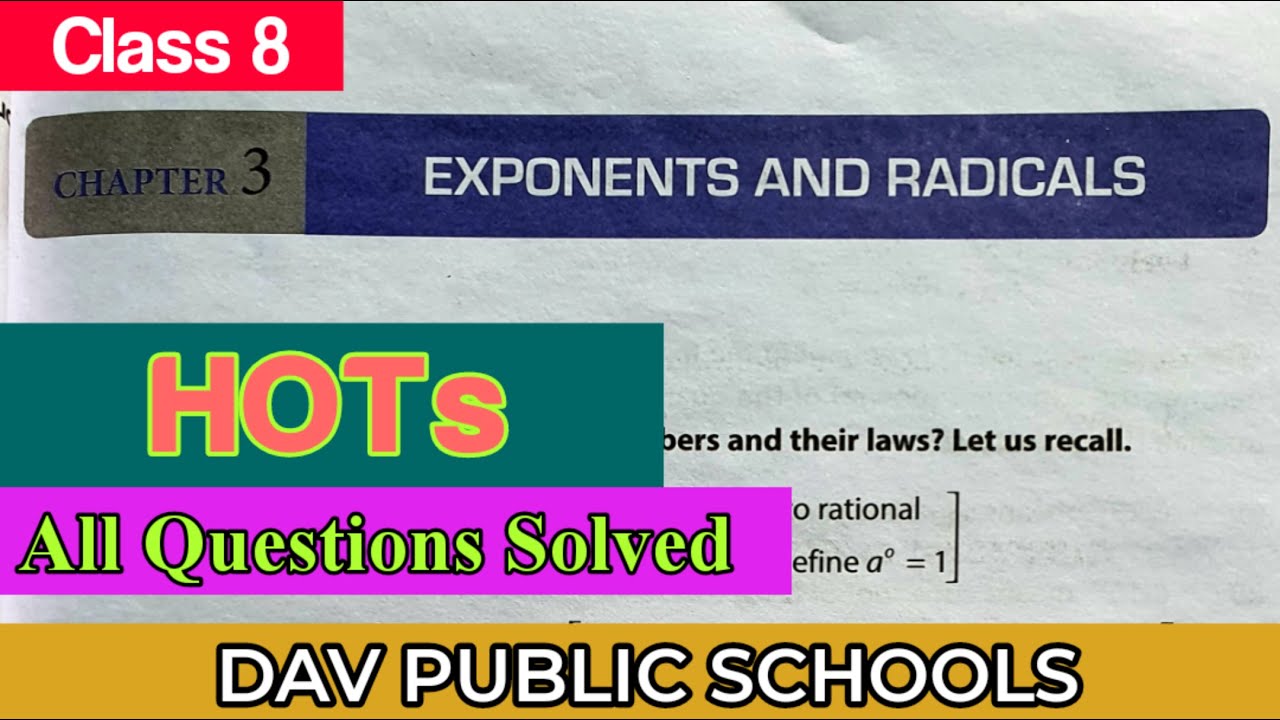 DAV Class 8 Maths Chapter 3 HOTs All Questions YouTube DAV Class 8 Maths Chapter 3 HOTs All Questions YouTube