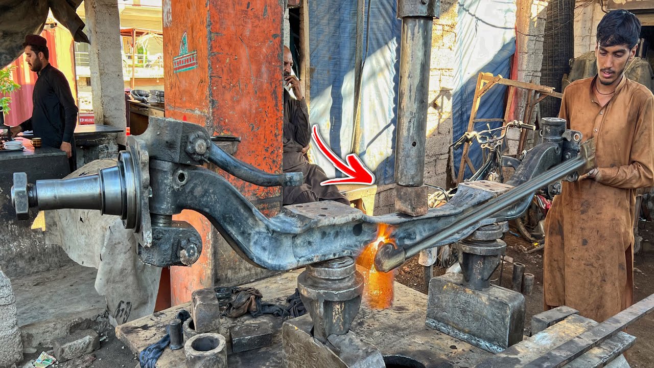 How To Repair A Bent Truck Front Axle || Repairing A Bent Truck Axle in ...