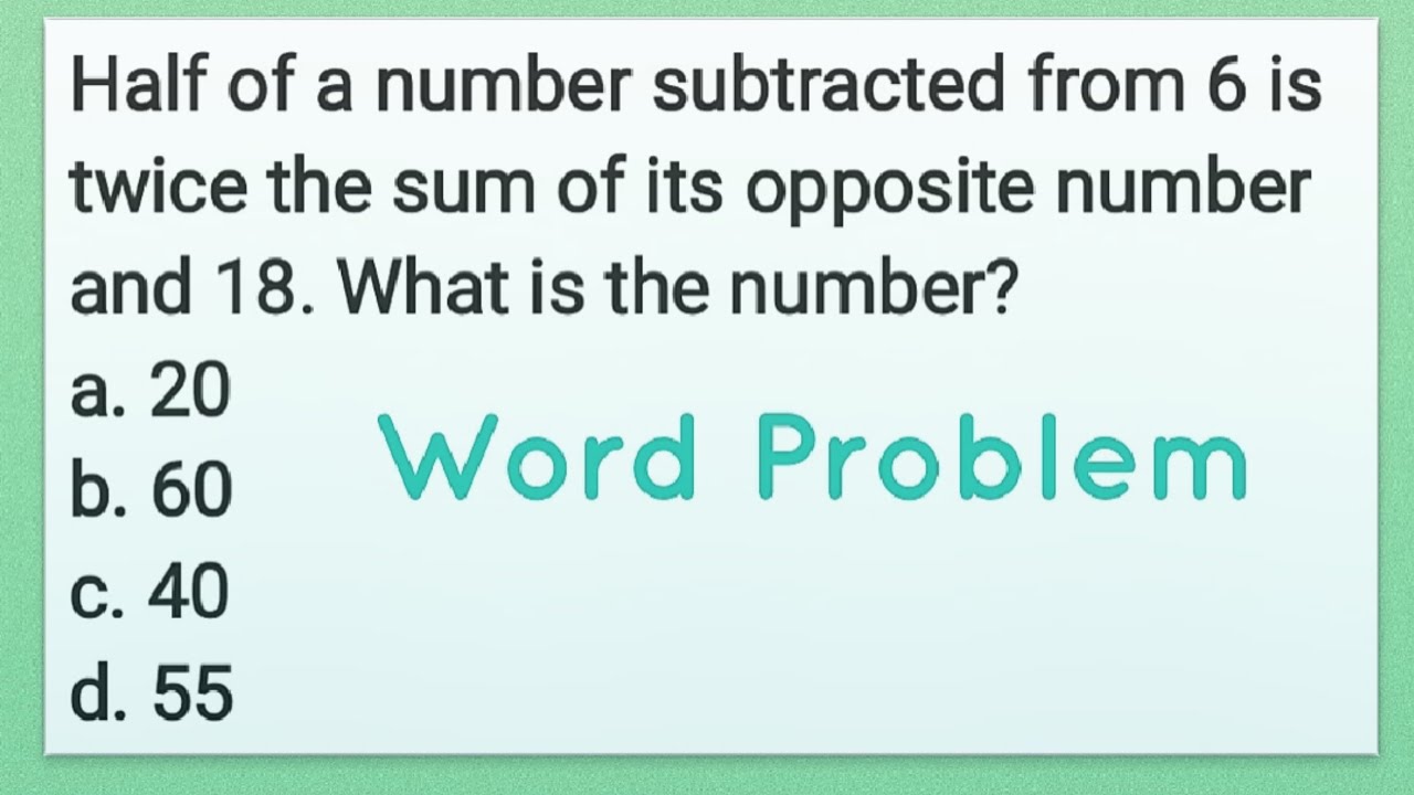 Half Of A Number Subtracted From 6 Is Twice The Sum Of Its Opposite half-of-a-number-subtracted-from-6-is-twice-the-sum-of-its-opposite