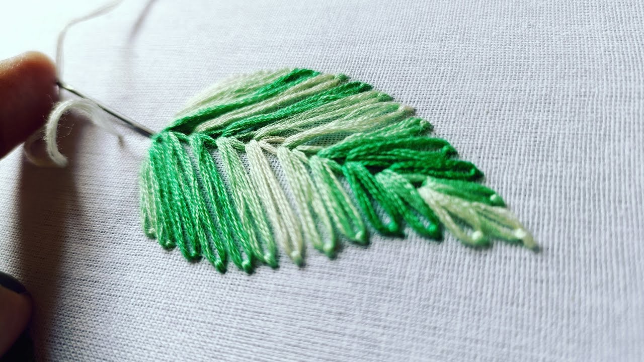 (Class - 20) Lazy Daisy chain stitch Leaf design tutorial - YouTube