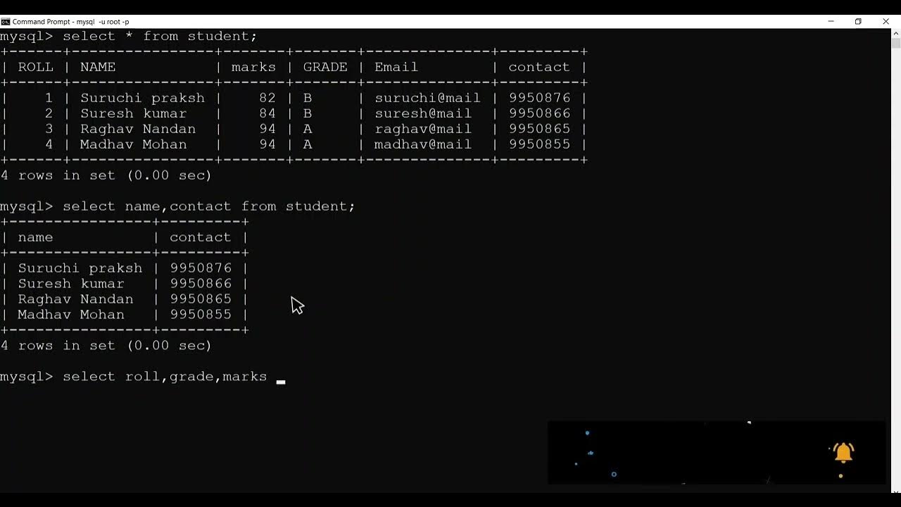 SELECT Command | MySQL | ORACLE SQL - YouTube