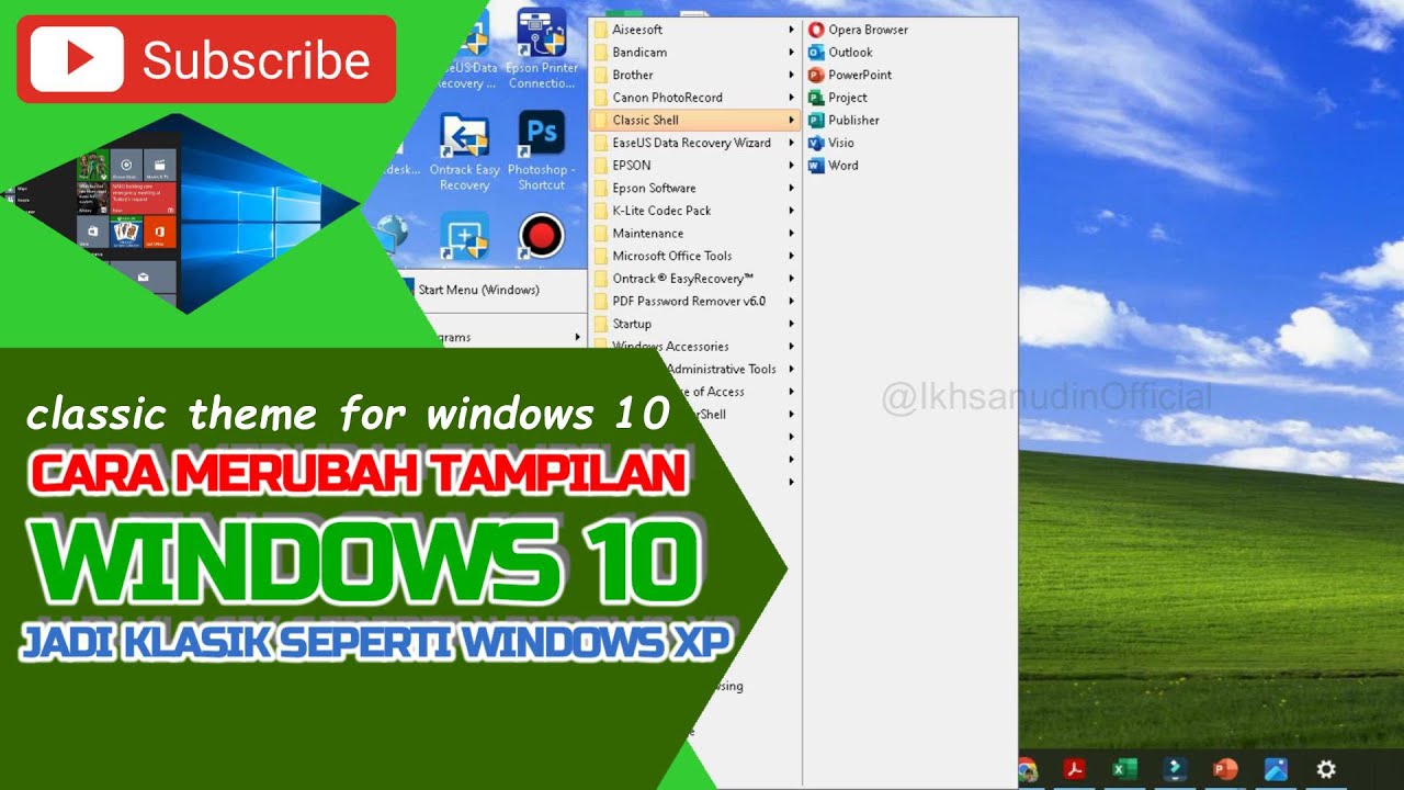 Cara merubah tampilan windows 10 jadi klasik seperti windows xp ...