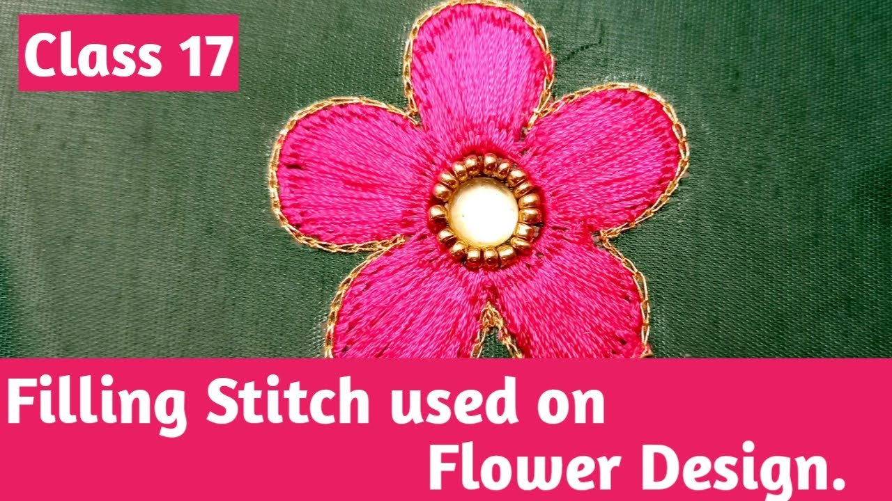 Aari work flower filling design for beginners in kannada | Aari work ...