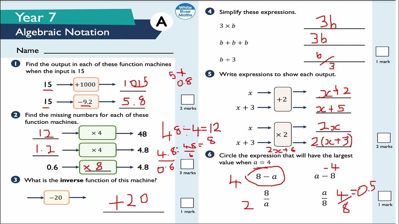 Year 7 Algebraic Notation KS3 Mathematics KS2 Maths|GCSE 9-1 Maths for ...