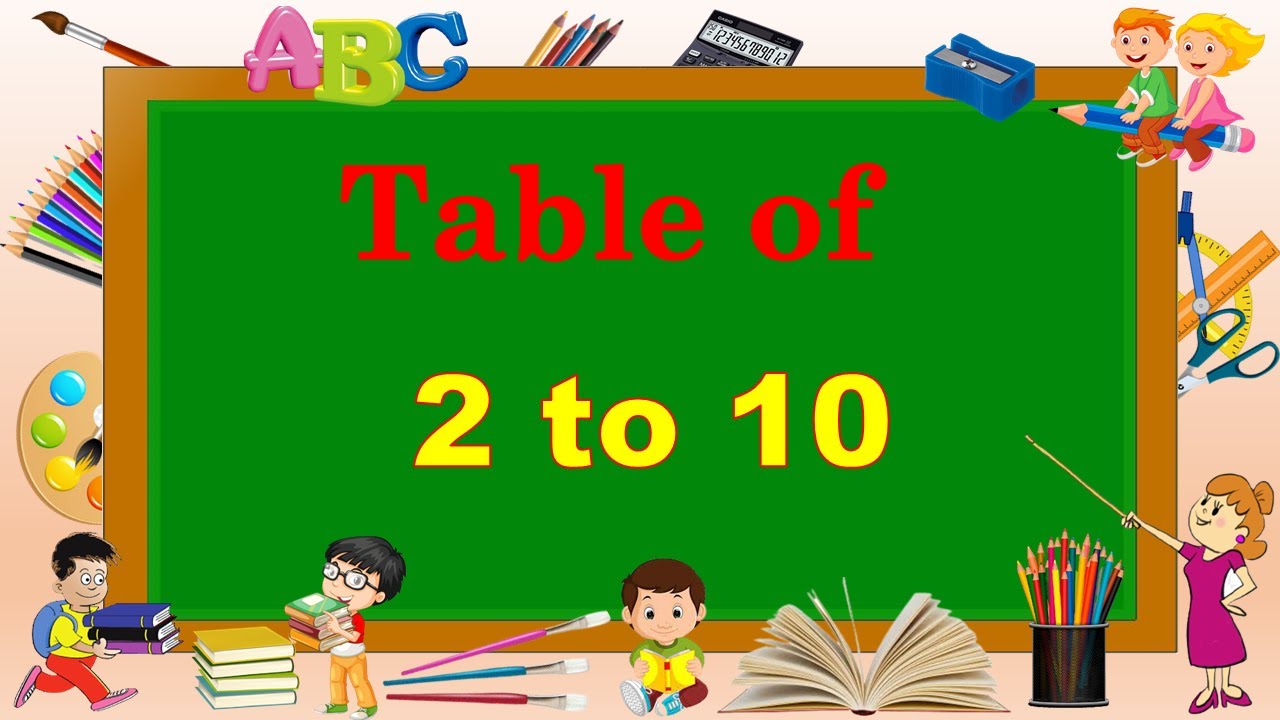 Table of 2 to 10 | Multiplication Tables of 2 to 10 | 2 x 1 = 2 - YouTube