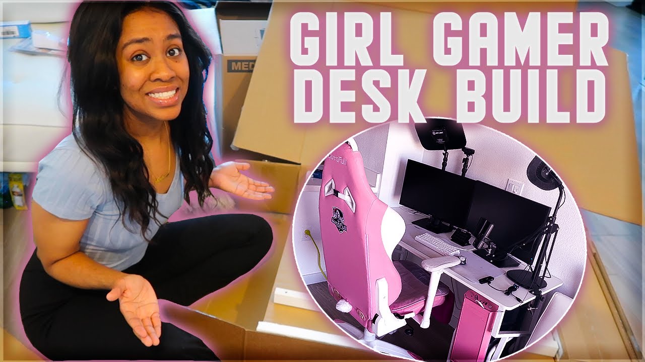 GIRL GAMER STREAMING DESK SET UP AND BUILD - YouTube