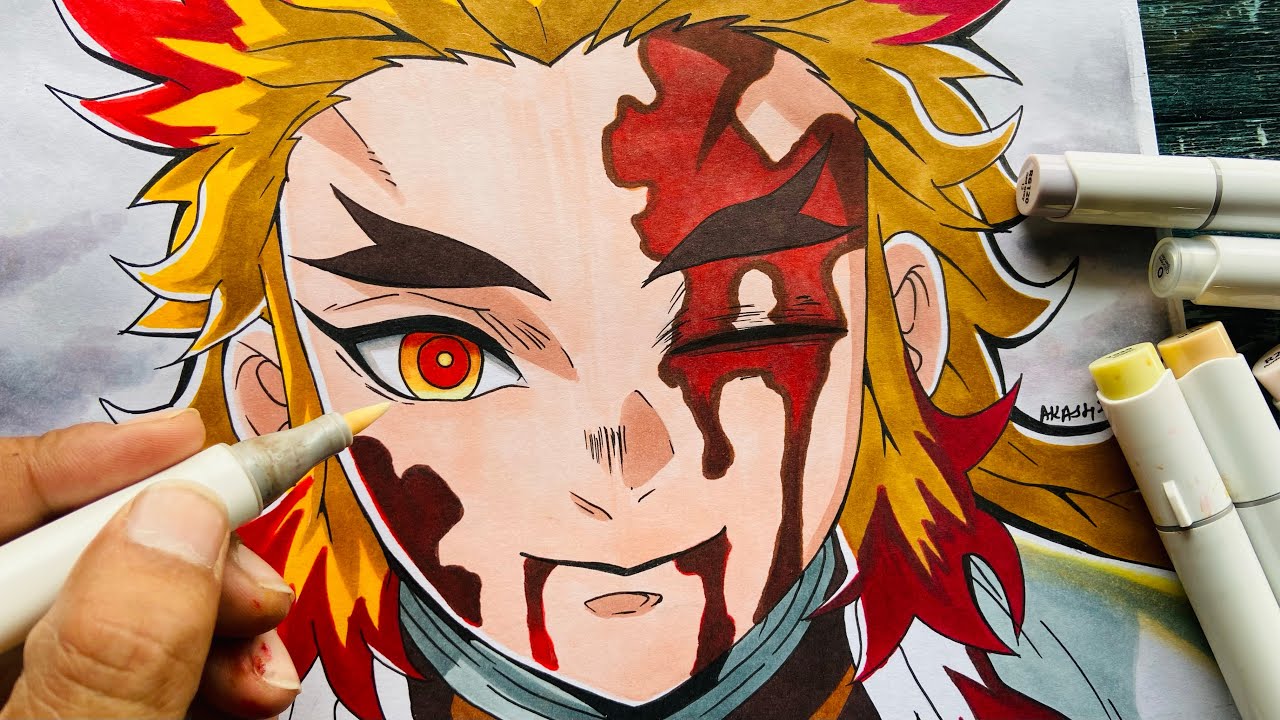 Drawing Kyojuro Rengoku - Step by Step | Demon Slayer - YouTube