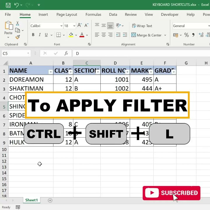 #25 Excel Shortcuts | Apply Filter Part 2 | Best Excel Shortcut keys ...
