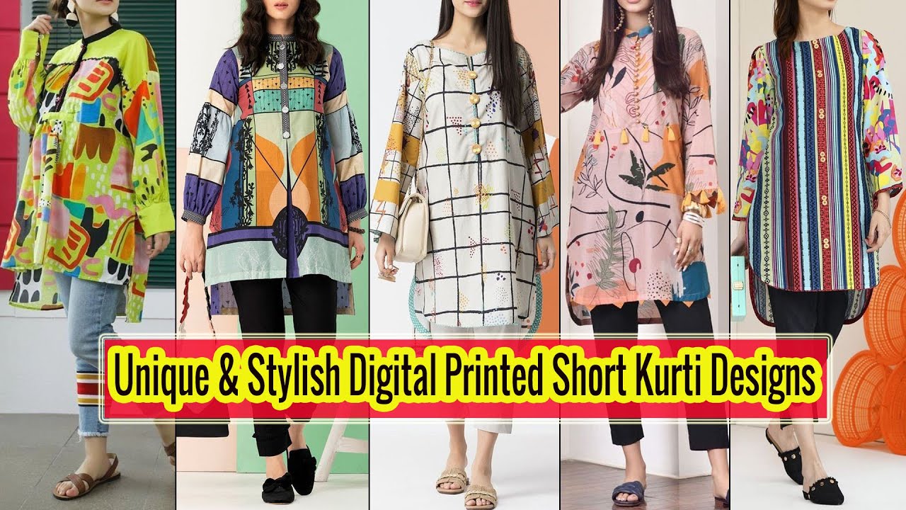 Unique And Stylish Short Kurti Designs /Digital Printed Kurti Designs ...