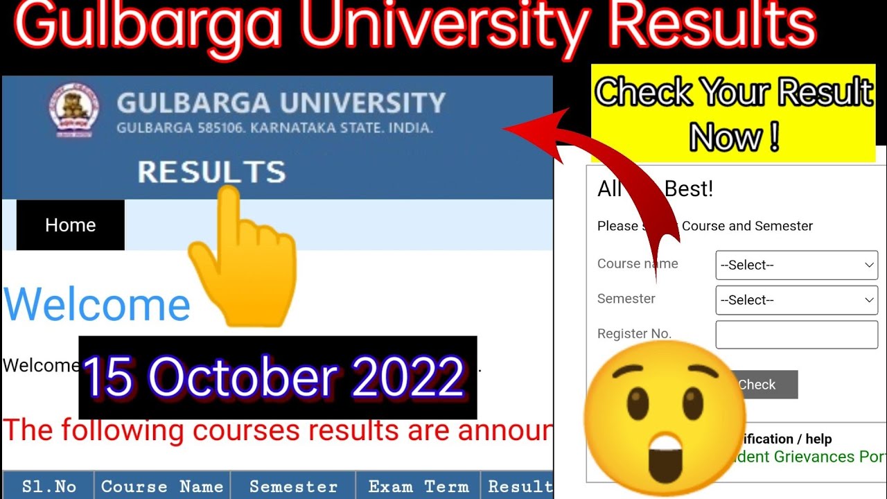Gulbarga University Result Announced 15 October 2022 BCA 3rd 5th Sem ...