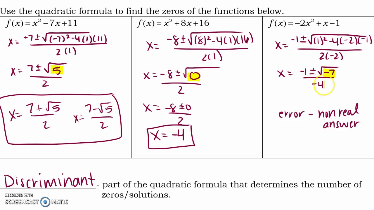 Discriminant and Imaginary Numbers - YouTube