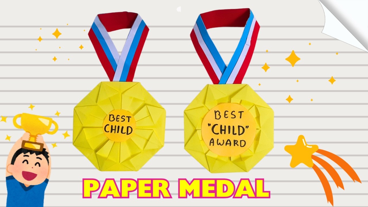 Easy Paper Medals 🥇 Origami Gold Medal｜Award Ribbon｜Paper Medal｜Paper ...
