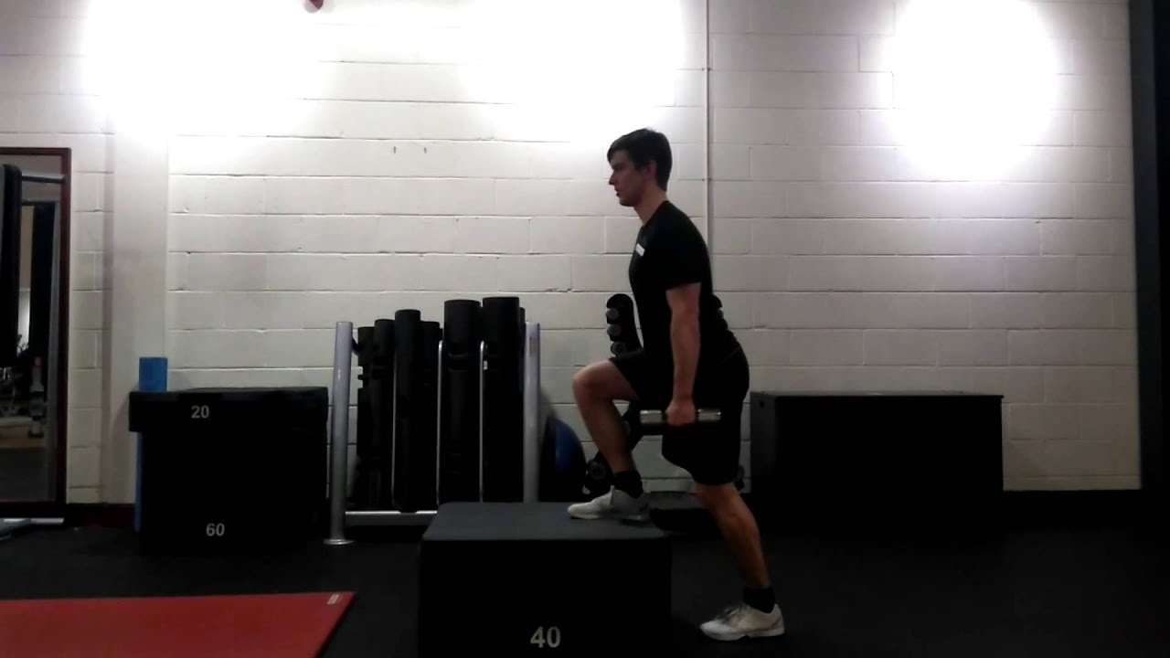 Single leg step up with dumbbells - YouTube