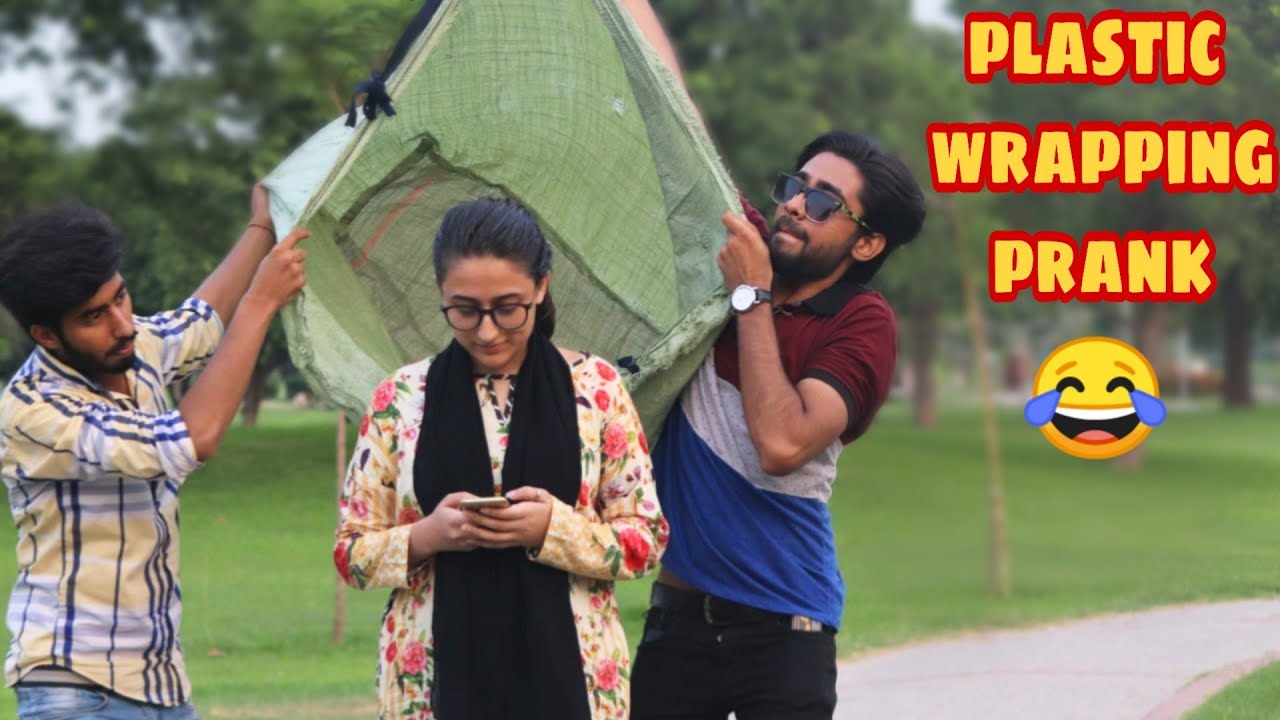 Plastic wrapping Prank on Girl's | part 2 funny reaction | AJ Pranks ...