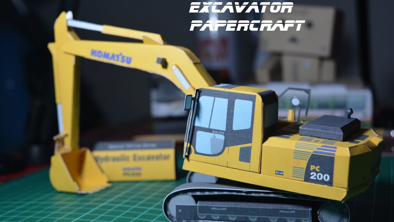 komatsu pc 200 excavator papercraft part 2 - YouTube