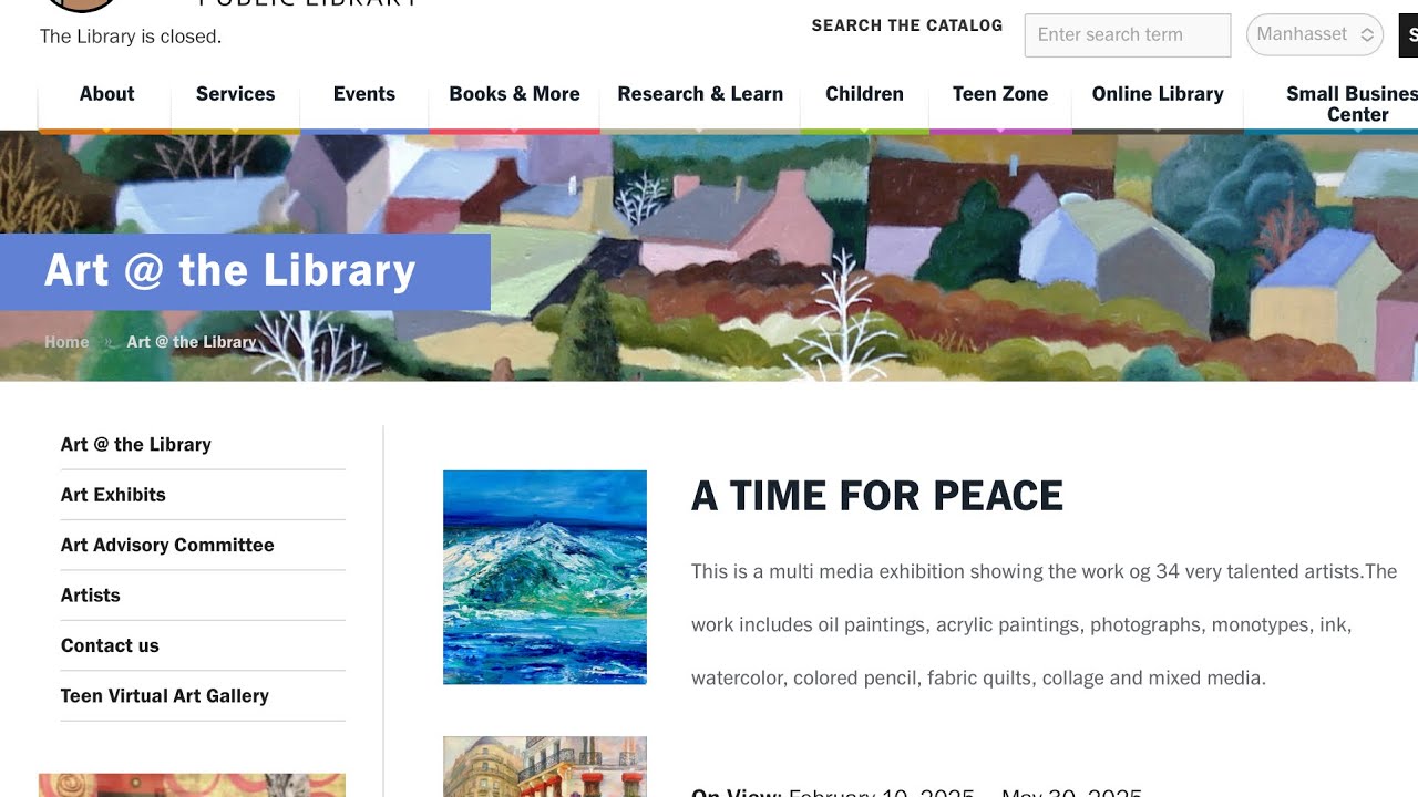 Manhasset Public Library “A Time for Peace” A Multimedia Exhibition # ...
