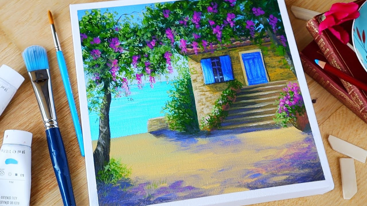Mediterranean Style Painting Tutorial | Mediterranean Flower Painting ...