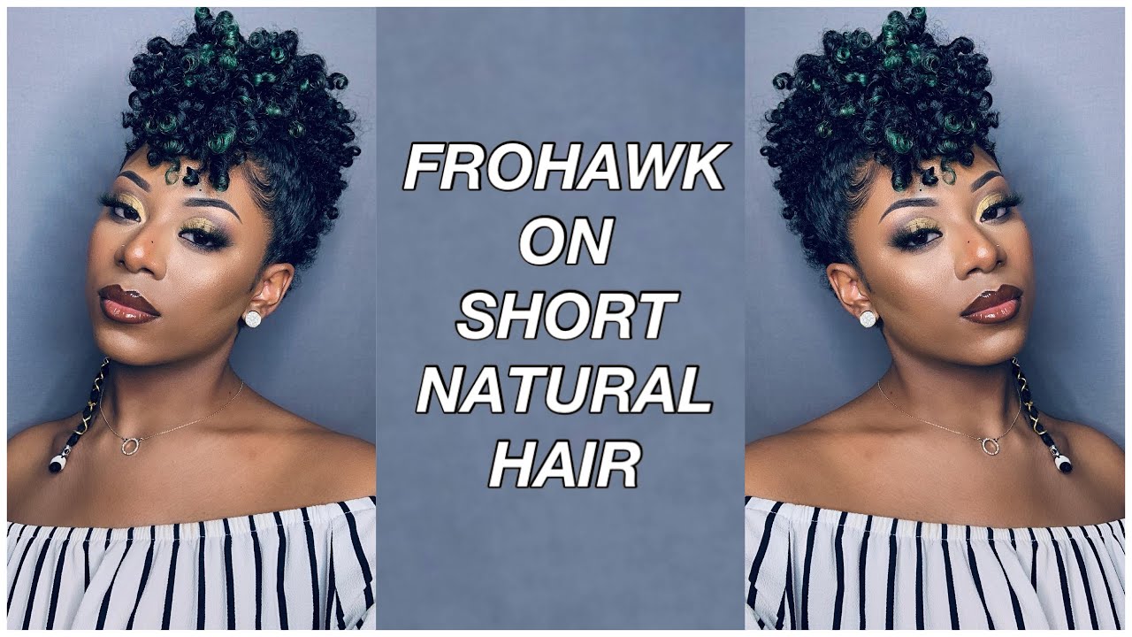 NATURAL HAIR FROHAWK TUTORIAL | short hairstyles | frizzeecurlz - YouTube