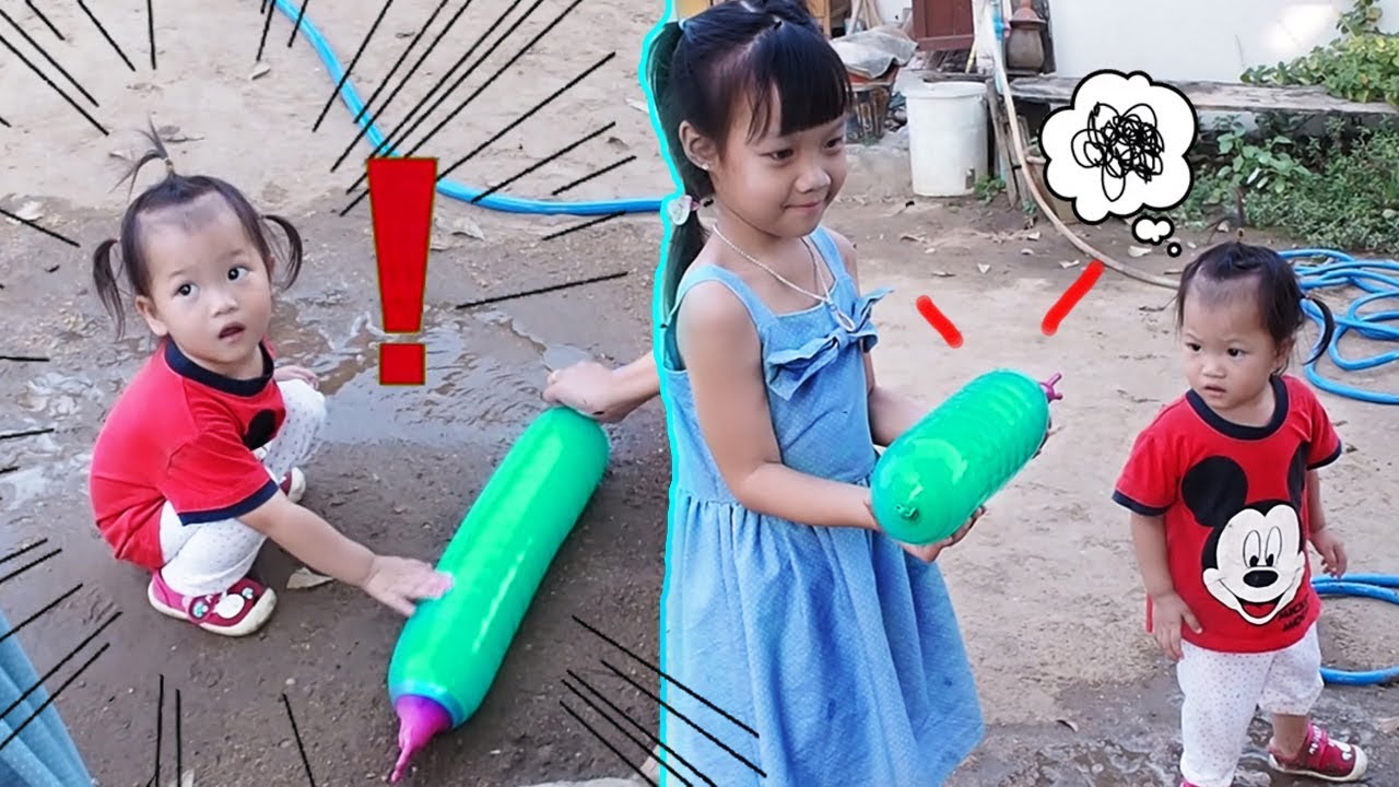 น้องดีไซน์ | ช่วยแม่เลี้ยงน้อง EP.1 ดีไซน์&น้องเนย เล่นลูกโป่งหนอนน้อย ...