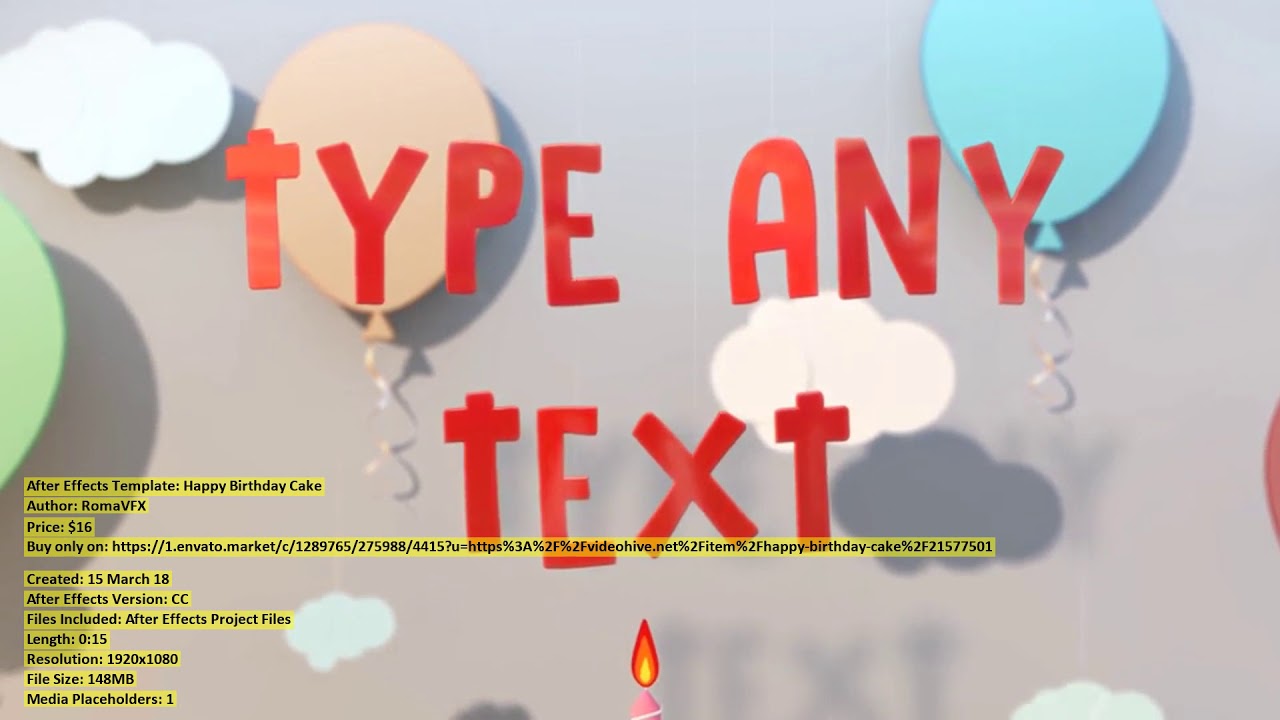 Happy Birthday Cake | After Effects Template | VideoHive 21577501 - YouTube