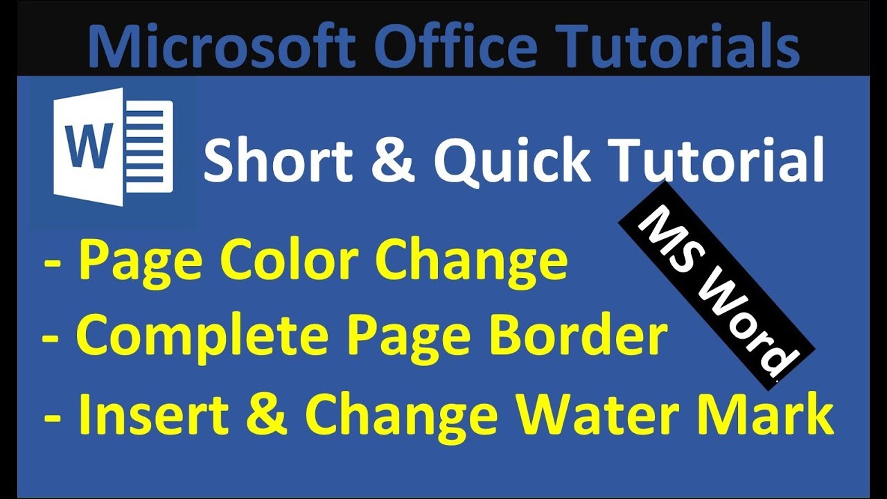 Watermark Page Color And Page Border In MS Word YouTube Watermark Page Color And Page Border In MS Word YouTube