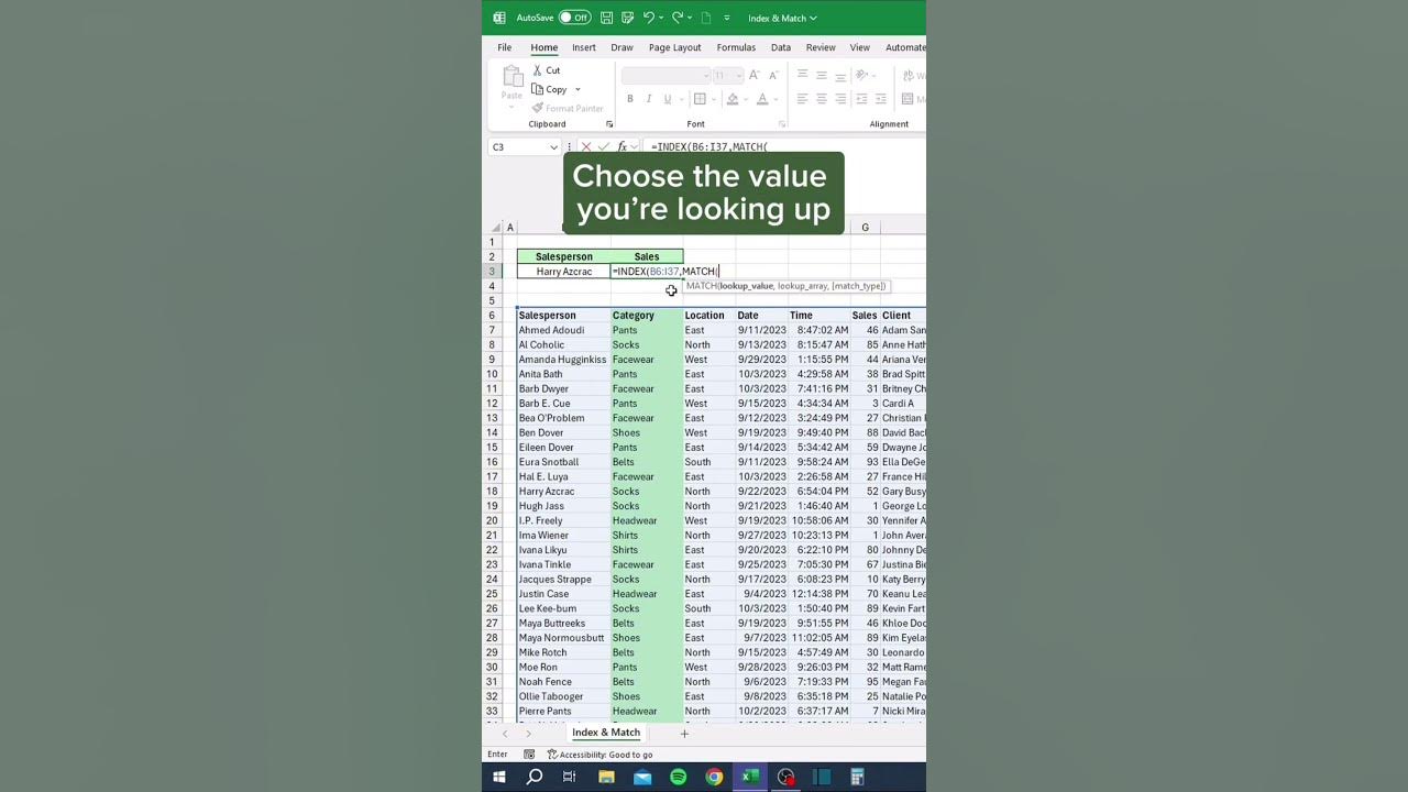 Excel pro TIPs [Index & Match] #excel #sheets #microsoft #viral #data #programming - YouTube