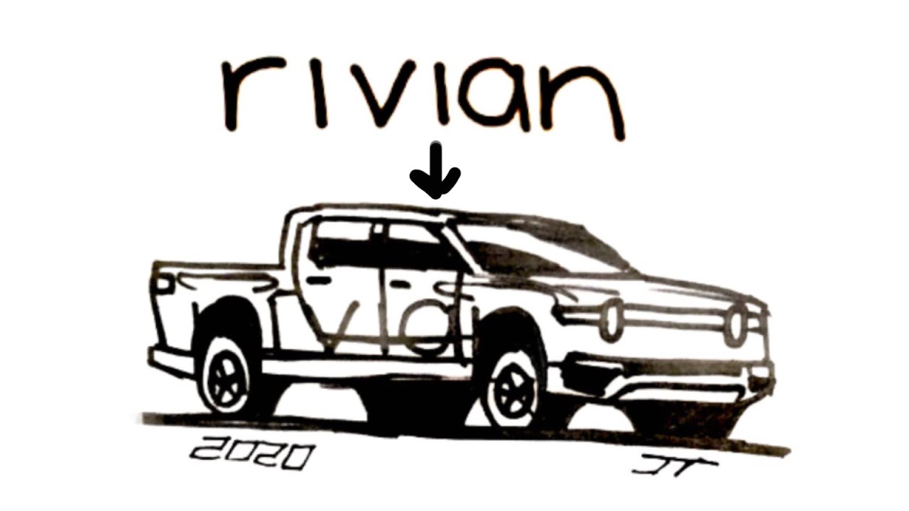 How to turn the word “rivian” into Rivian R1T | Easy drawing for ...