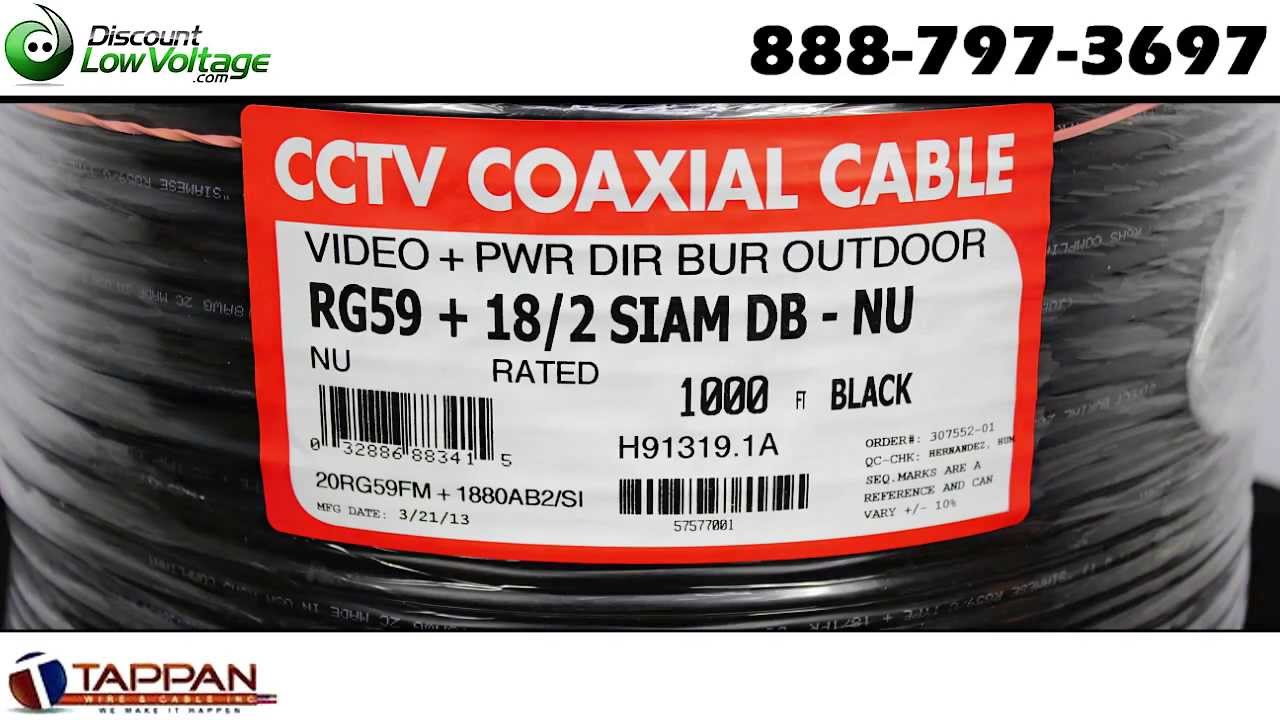 Direct burial Siamese cable RG59 coax plus 18/2 Wire Tappan - YouTube