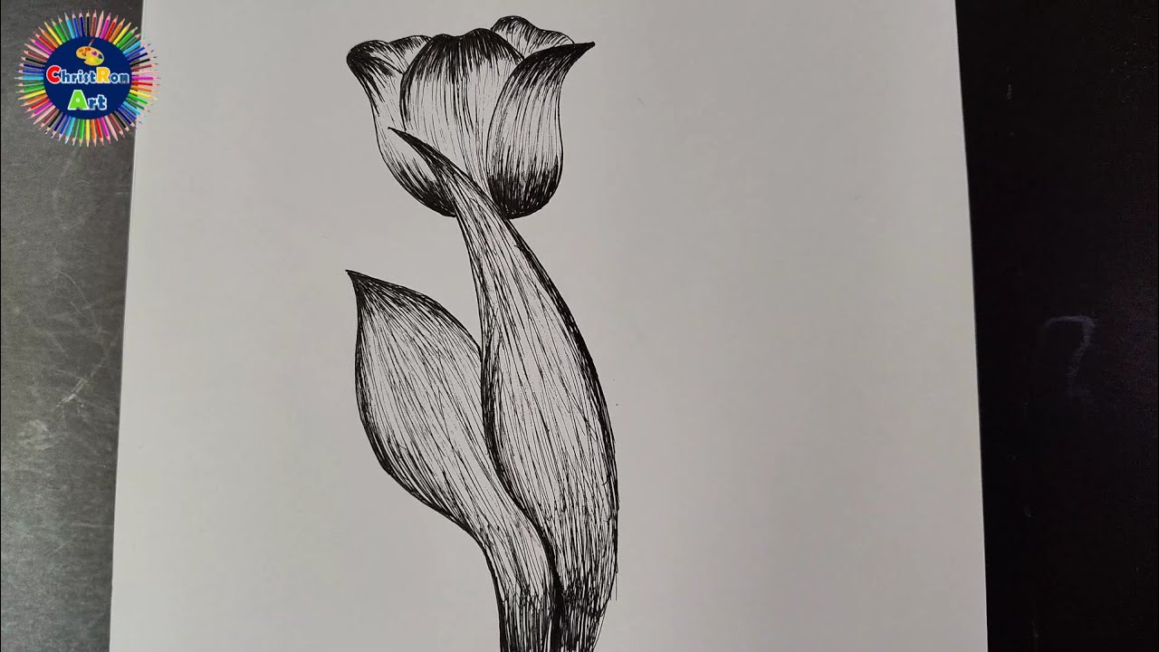 Easy pen art | how to draw with pen | Easy flower drawing for beginners ...